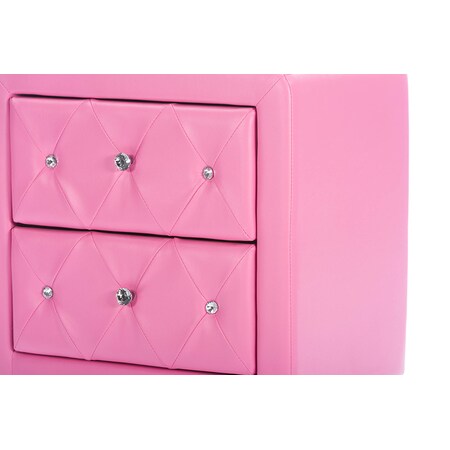 Baxton Studio Stella Crystal Tufted Pink Leather Modern Nightstand 113 6050 Zoro